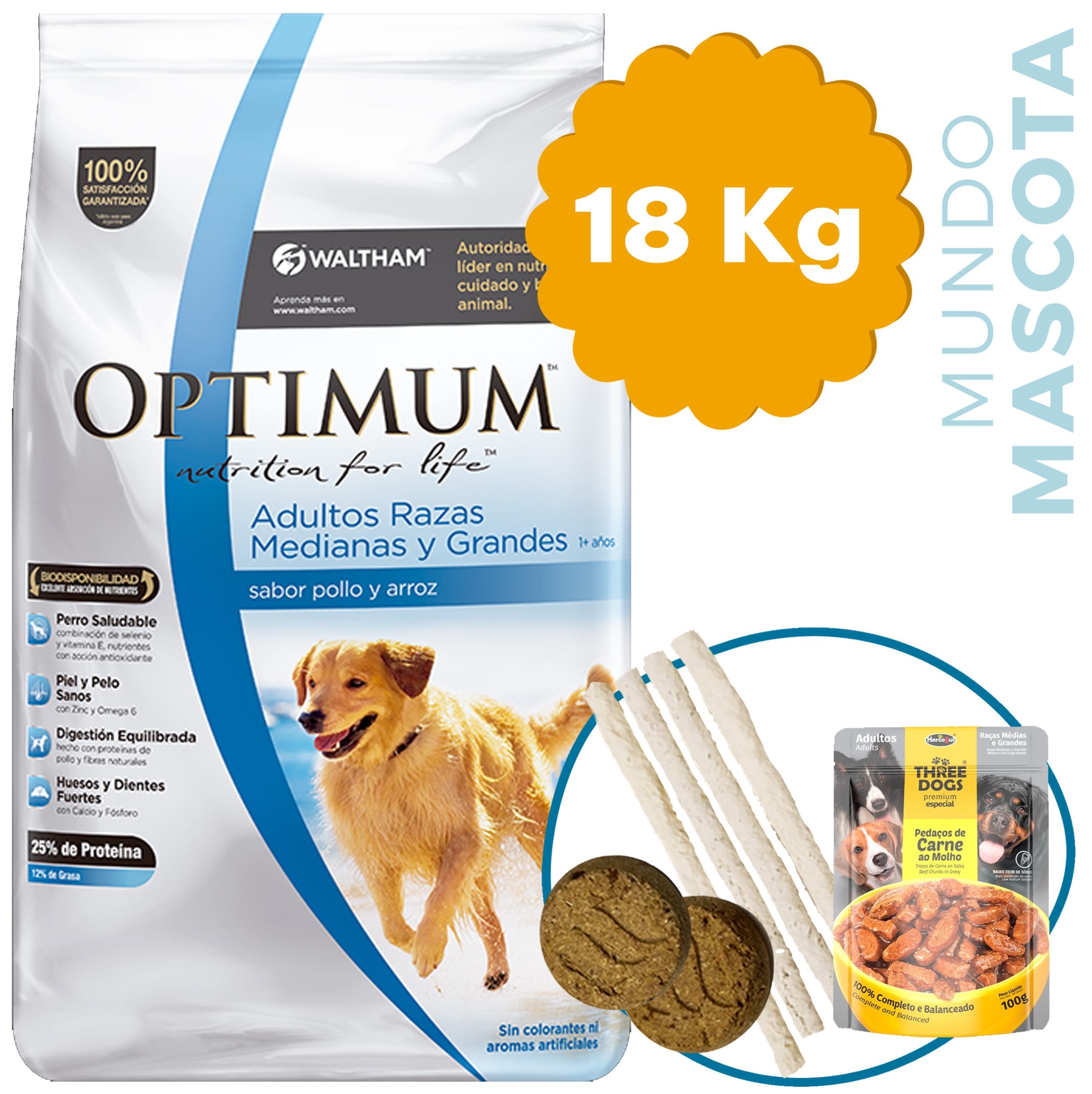 Optimum Perro Adulto Raza Mediana y Grande 18 Kg – Mundo Mascota