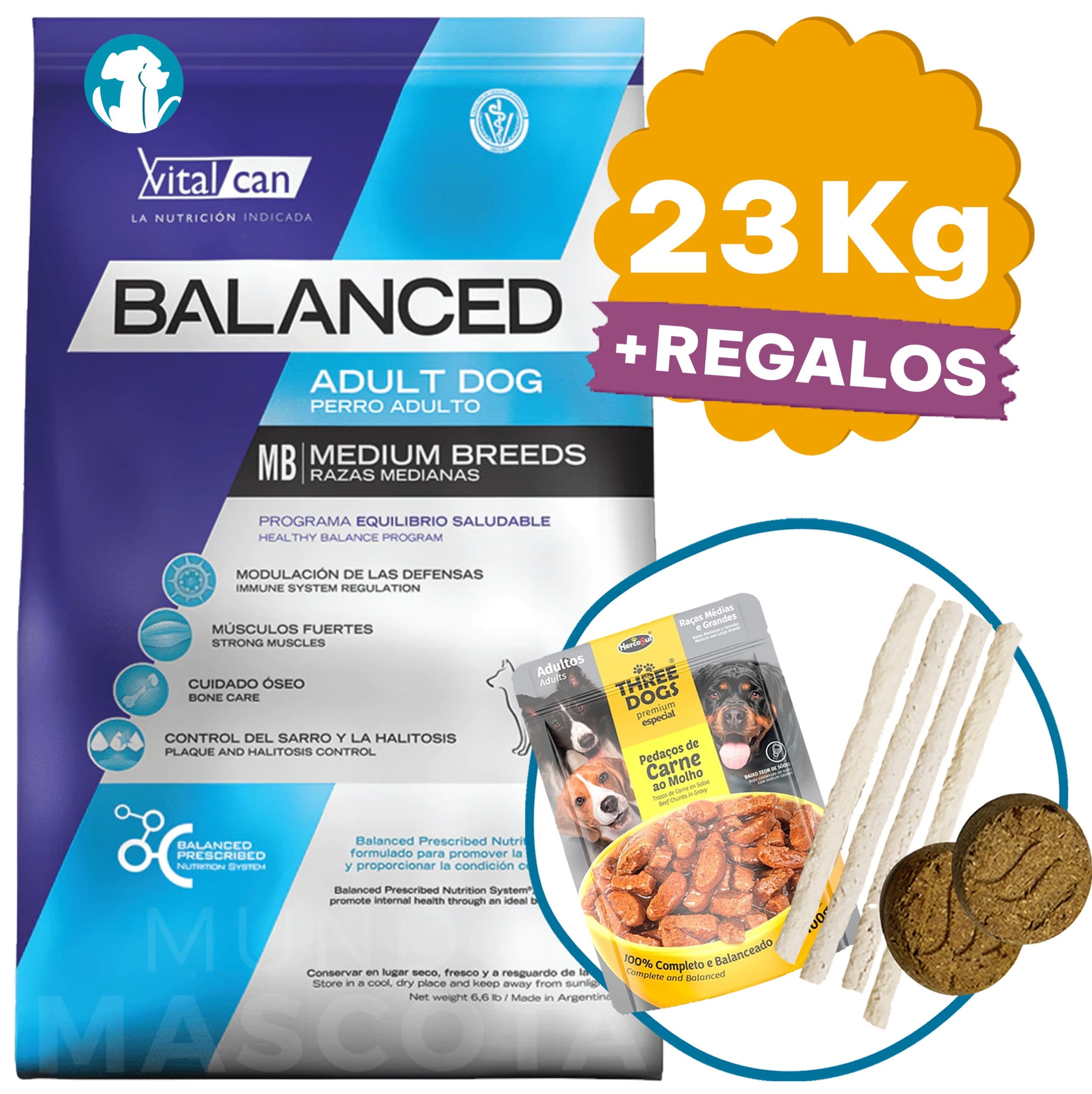 Balanced Perro Adulto Raza Mediana 23 Kg (20 + 3) – Mundo Mascota