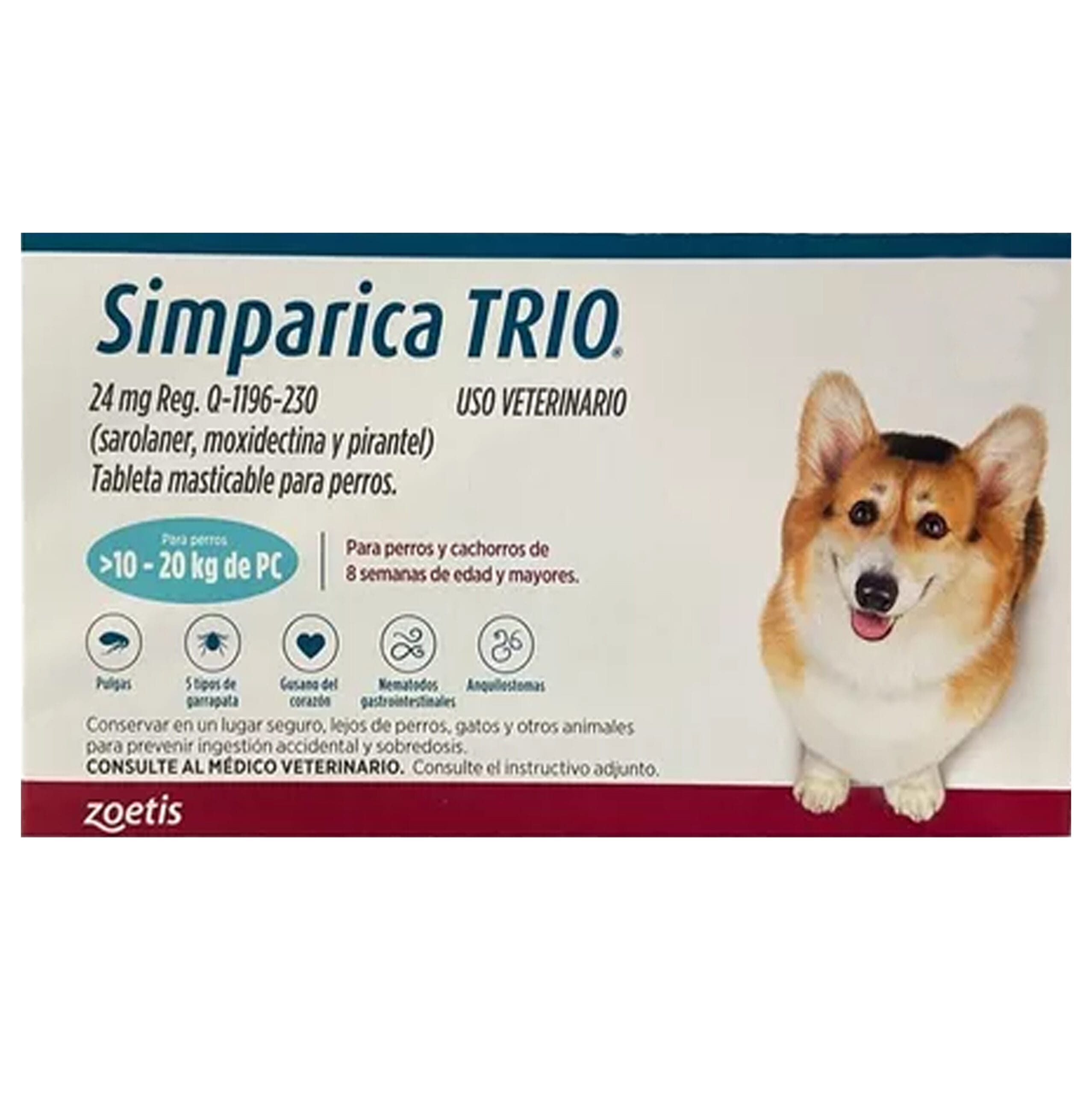 Simparica Trio Antipulgas Y Garrapatas De 10,1 a 20 Kg – Mundo Mascota