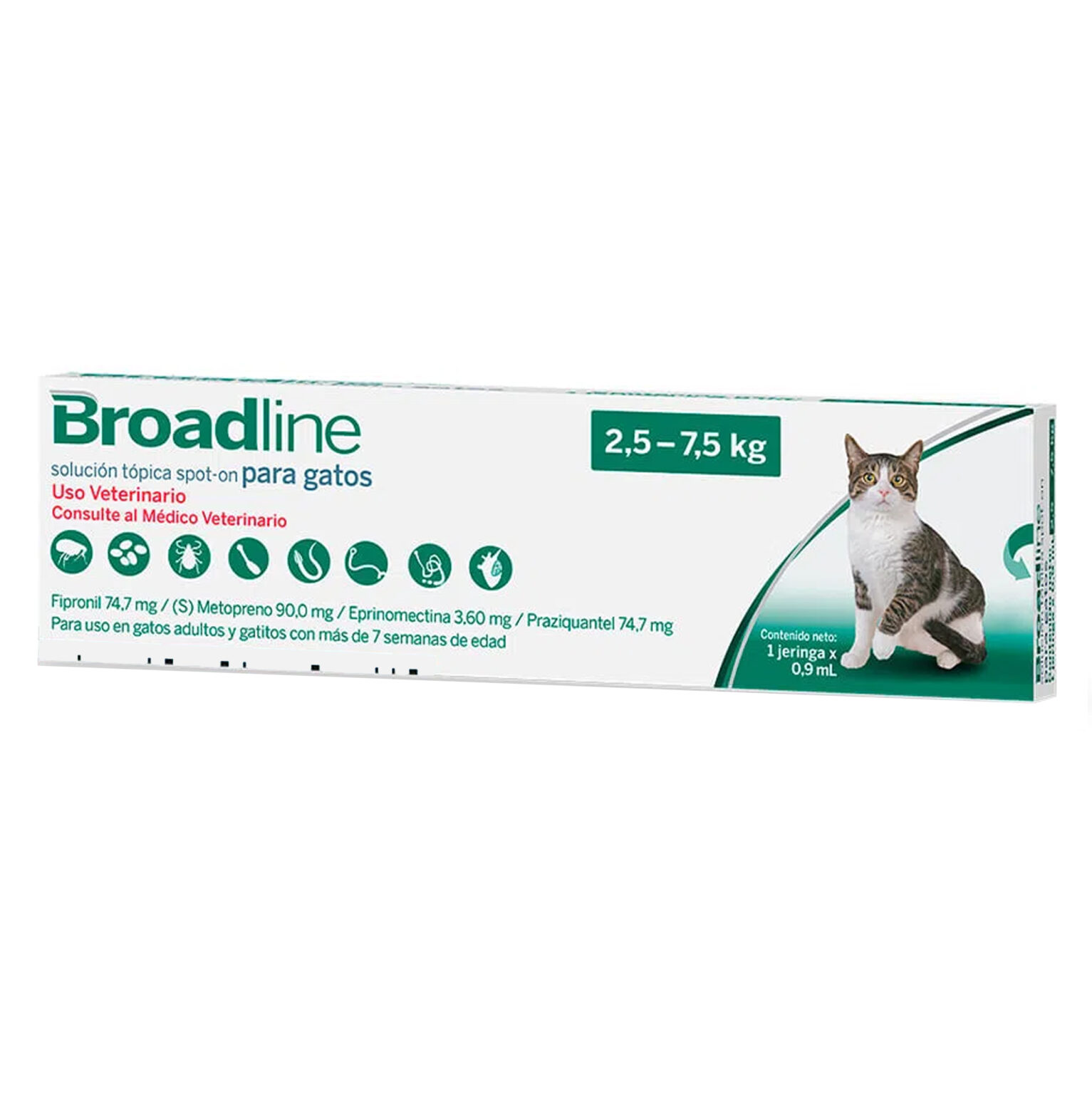 Pipeta Antiparásito Interno y Externo Broadline para Gatos / 2,5 a 7,5 ...